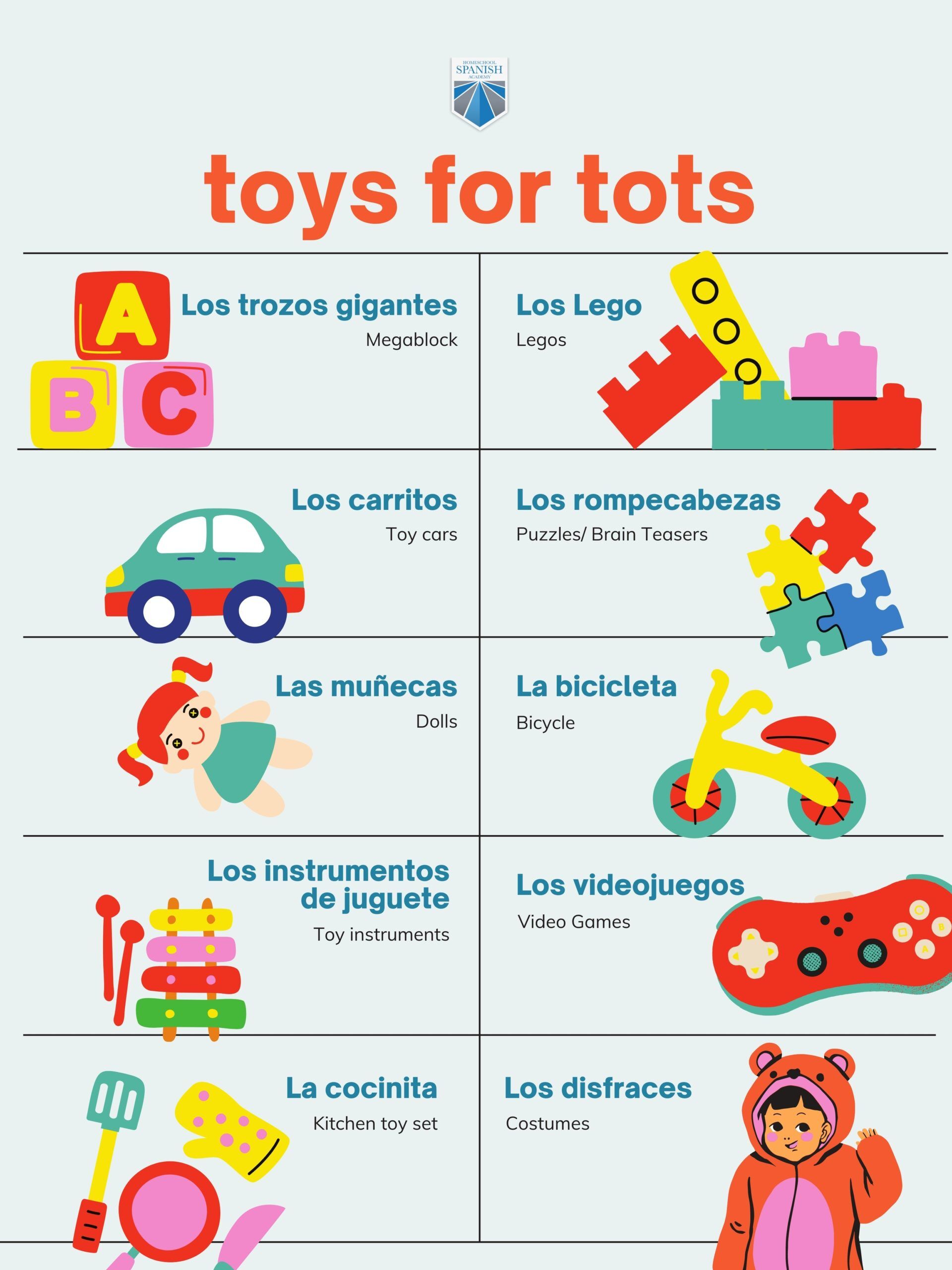 Types of Toys: Vocabulary (Free Spanish Lessons for Kids)