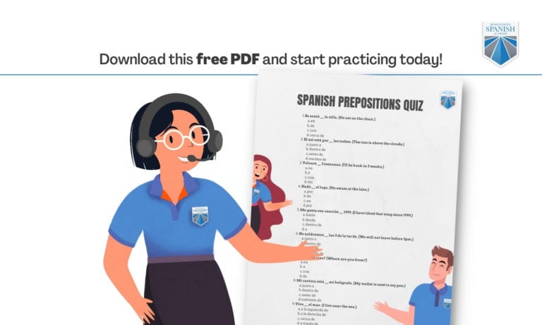Spanish Prepositions of Place, Time, and More: Practice Quiz and Worksheets